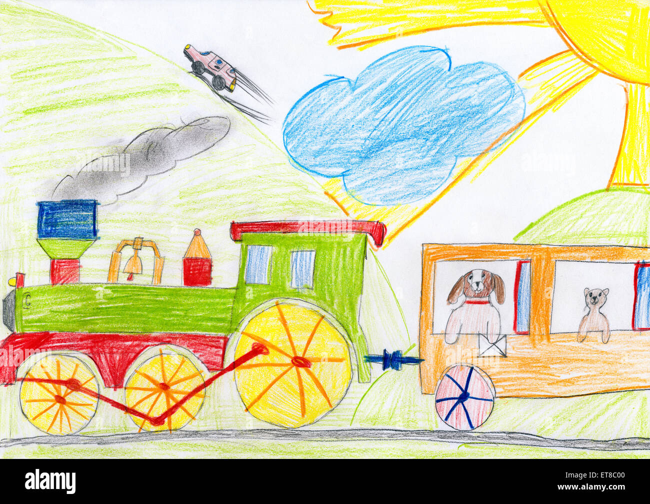 Steam train child drawing hi-res stock photography and images - Alamy