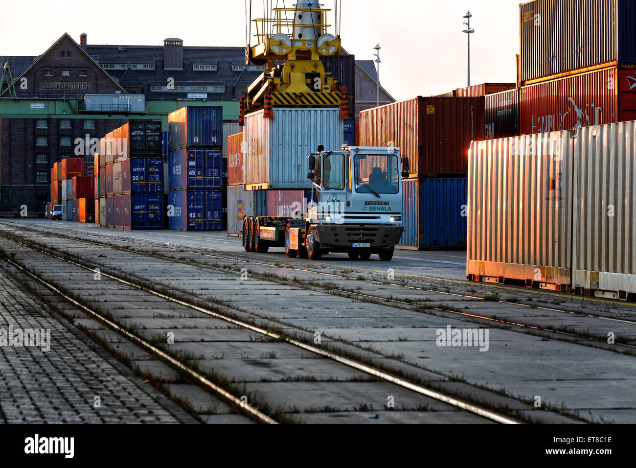 Berlin, Germany, electric-truck Container Terminal in West Harbour ...