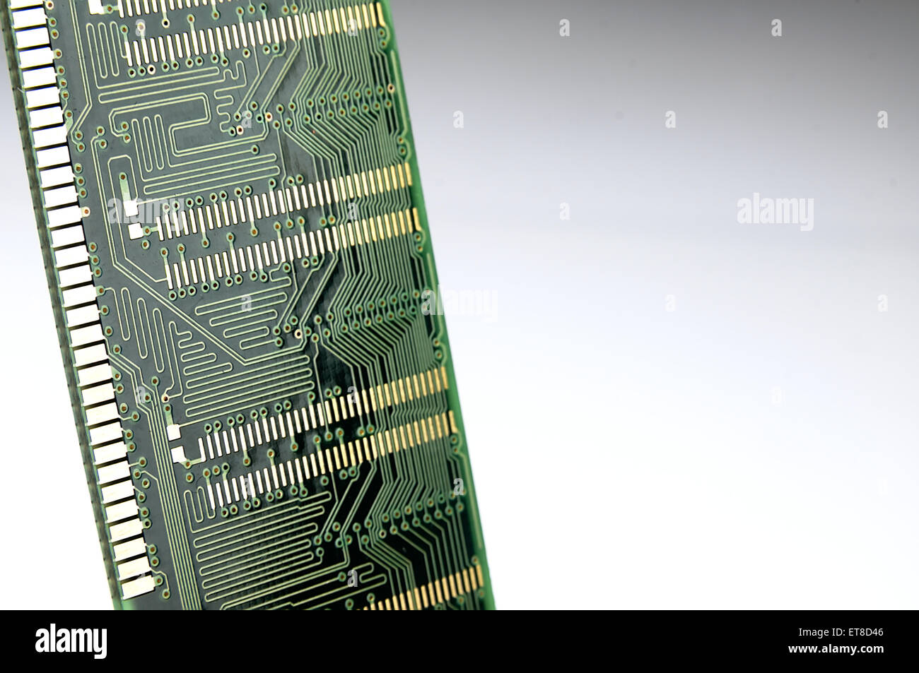 Green ram memory with golden contacts. On a white background Stock ...