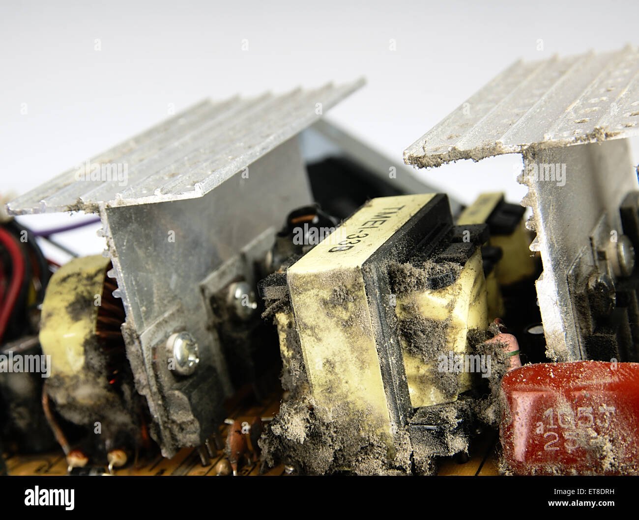 Resistors, capacitors and other electronic components on the PCB Stock ...