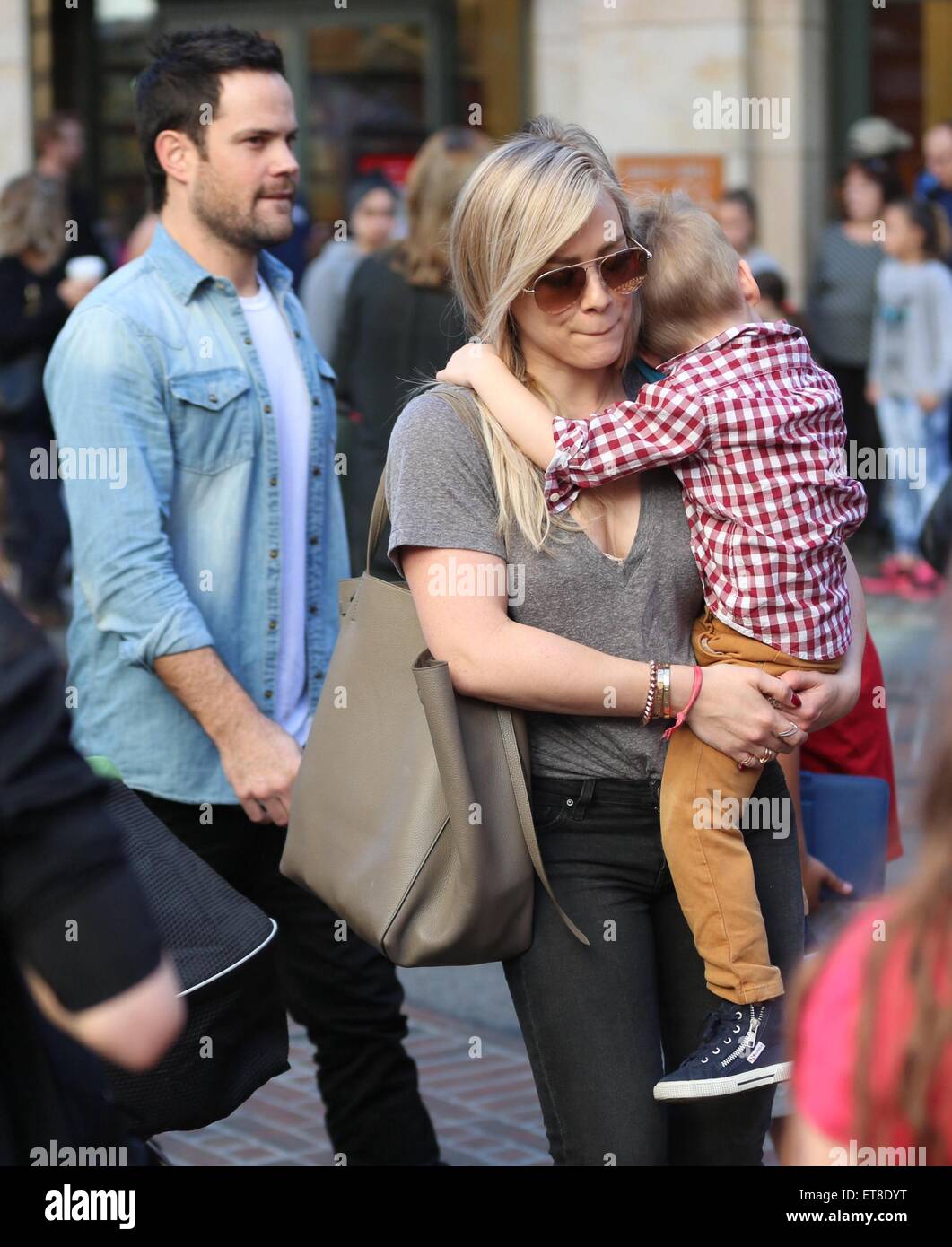 Hilary Duff and her family arrive at the Grove to visit Santa's House ...