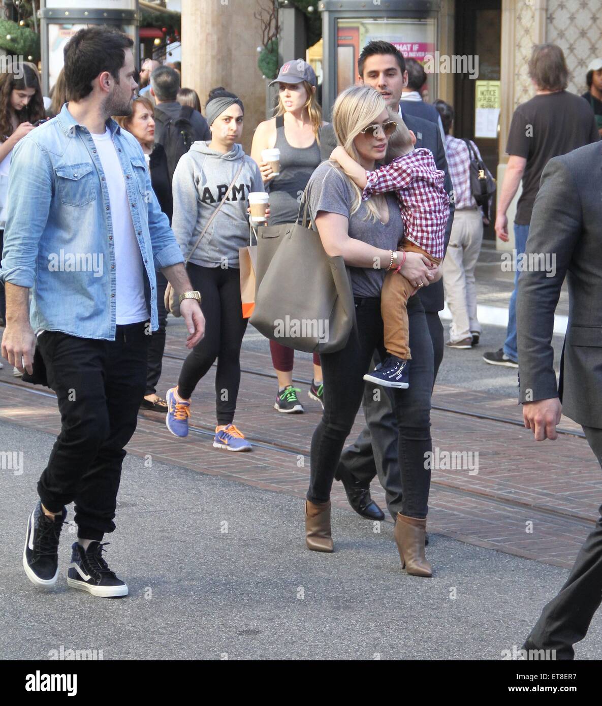 Hilary Duff and her family arrive at the Grove to visit Santa's House ...