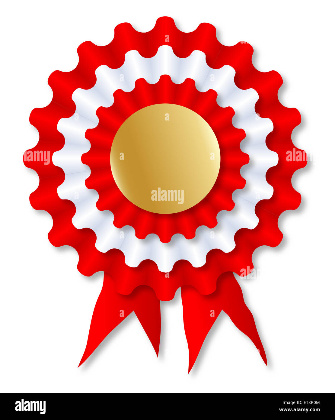 A red and white rosette over a white background Stock Photo - Alamy