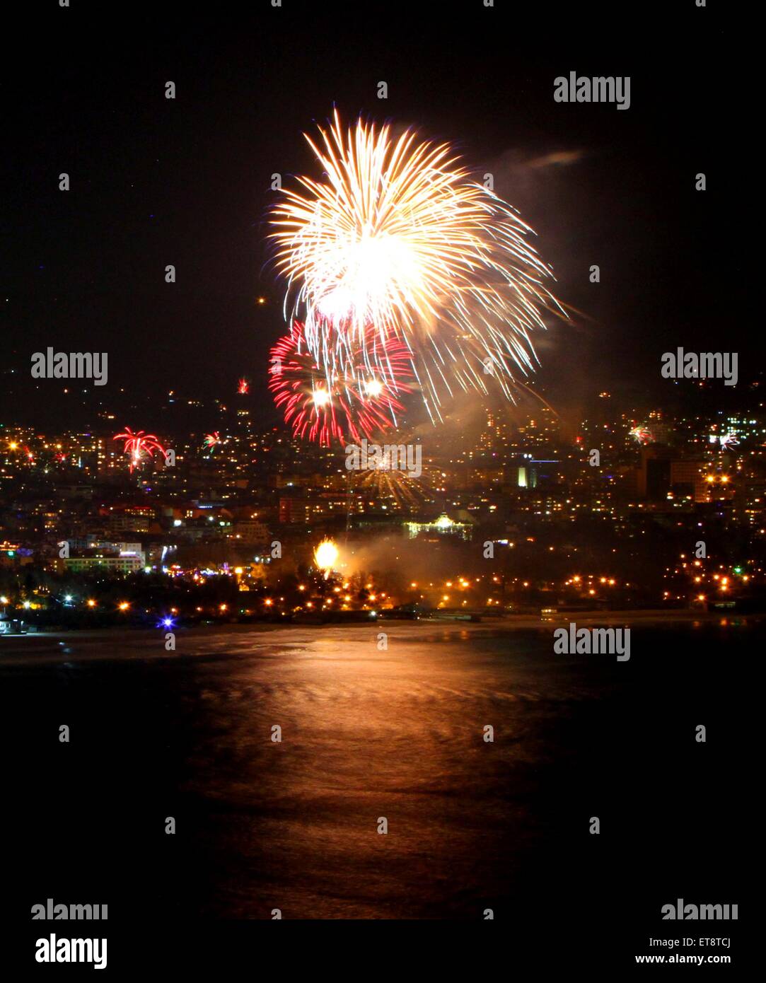 Fireworks explode east of the Bulgarian capital Sofia in honor of the ...