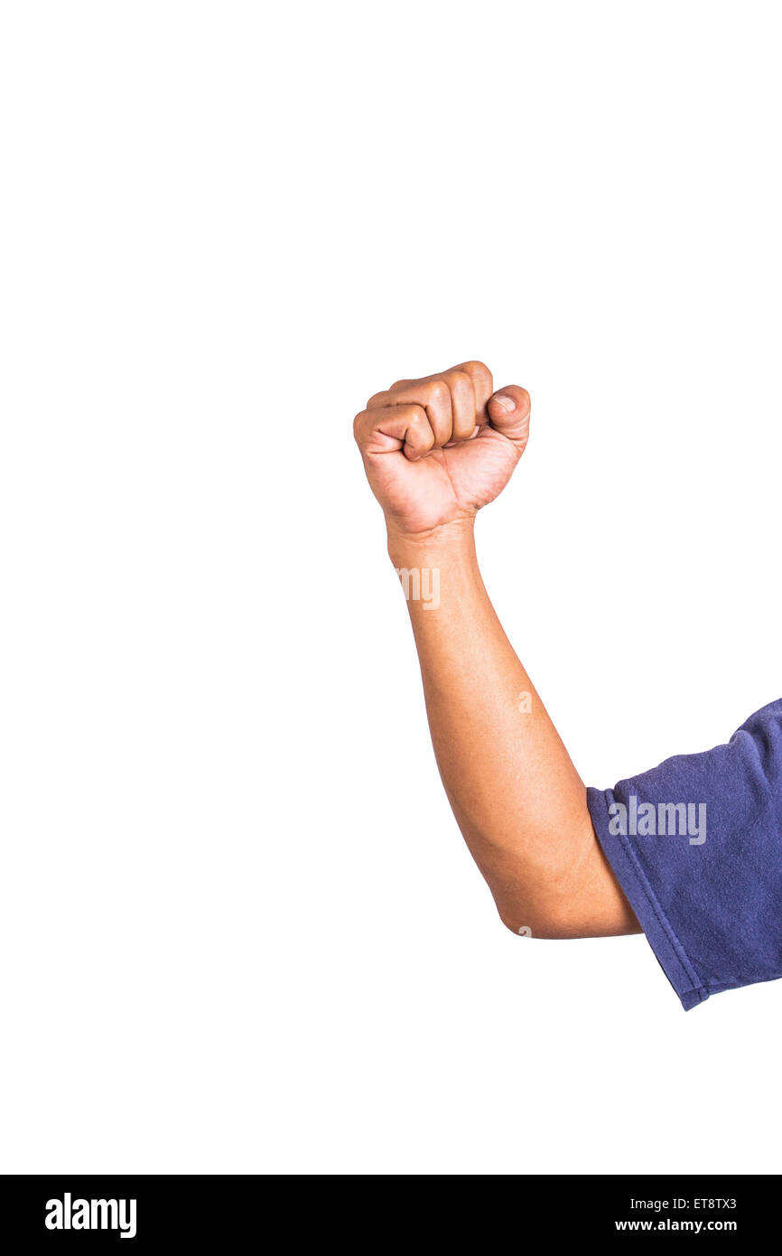 Hands clenched on a white background Stock Photo - Alamy