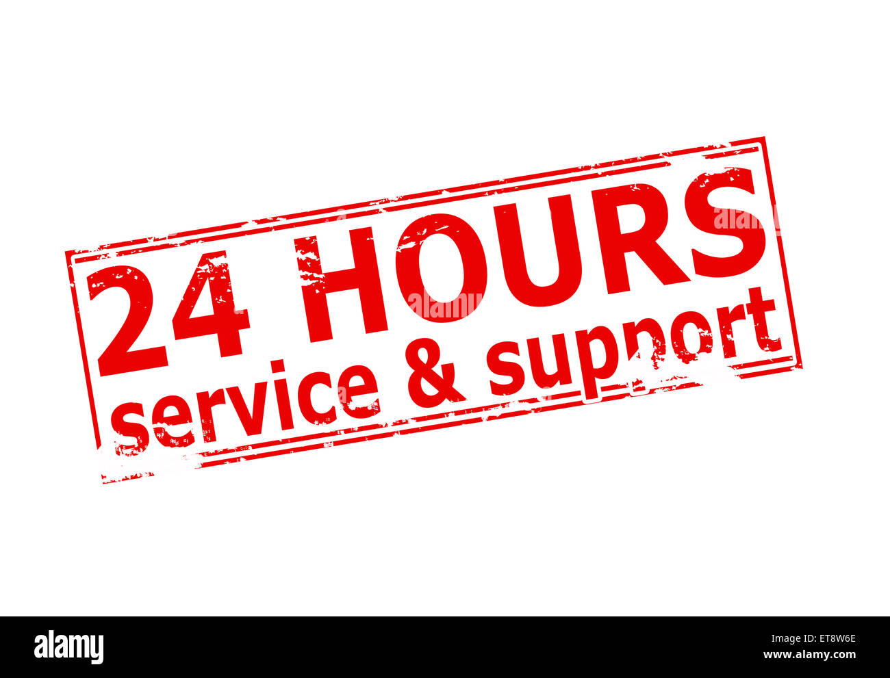 Rubber stamp with text twenty four hours service and support inside ...