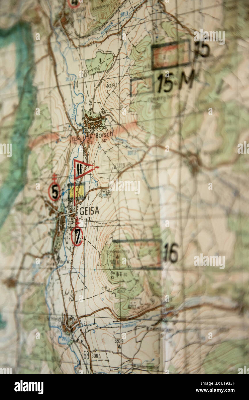 Geisa, Germany, a map in the museum Point Alpha memorial Stock Photo ...