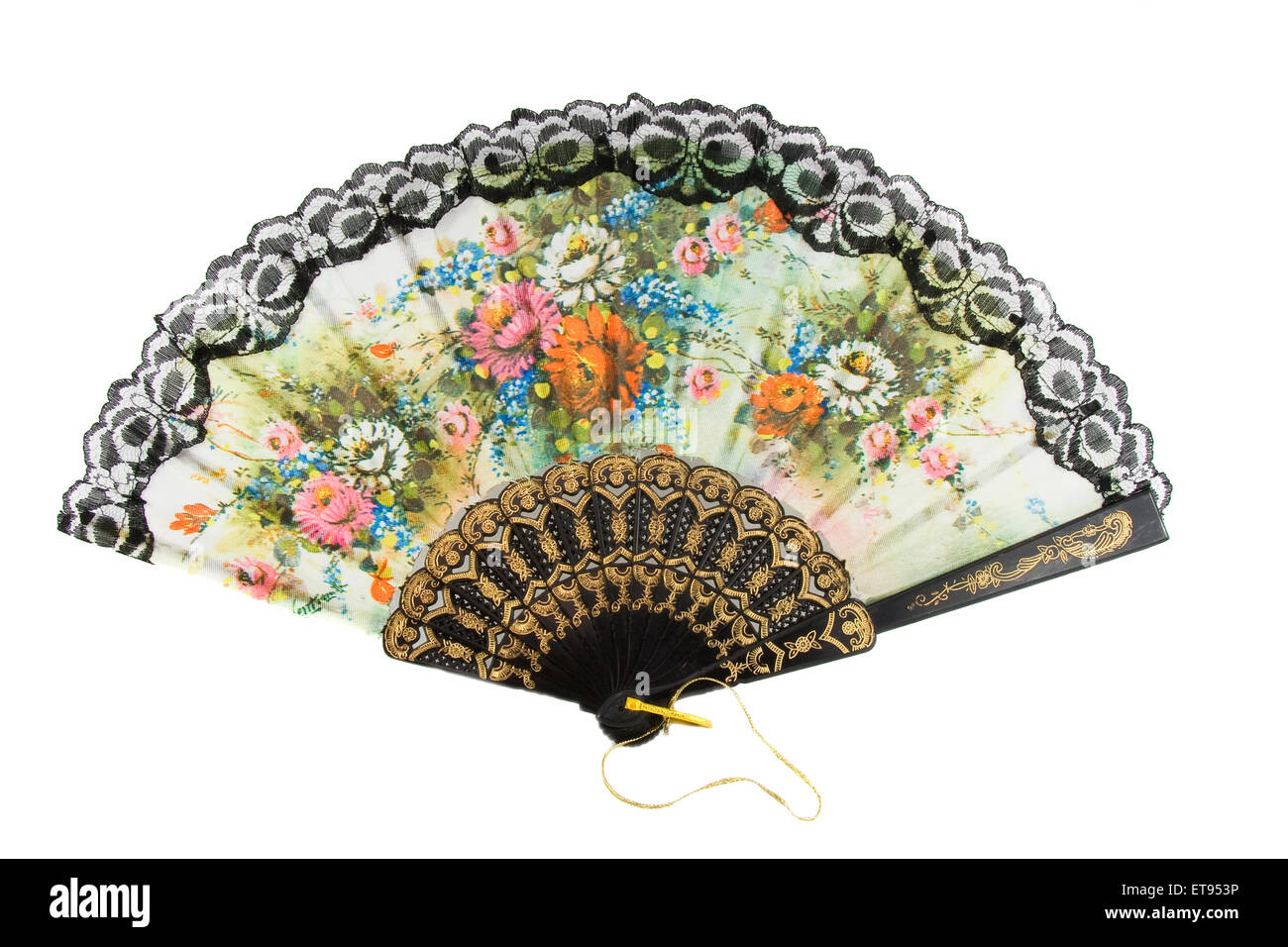 Elegant chinese fan isolated over white background Stock Photo - Alamy