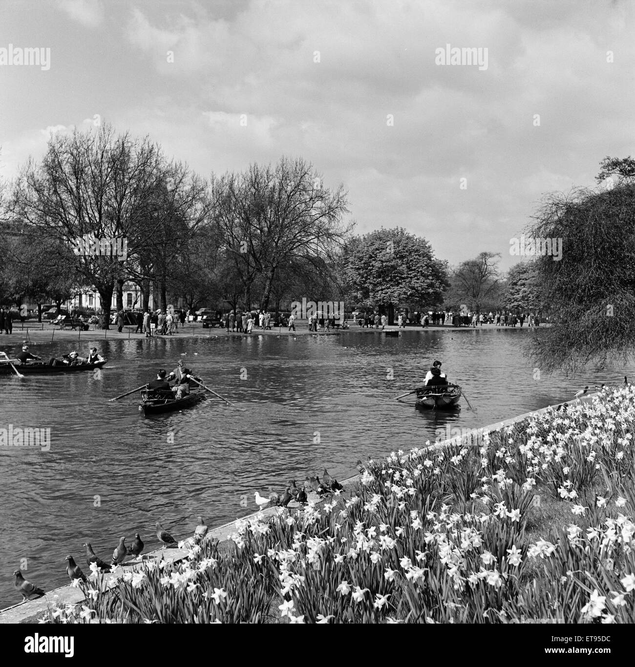People enjoying a day out in Regents Park, London. 23rd April 1954 ...