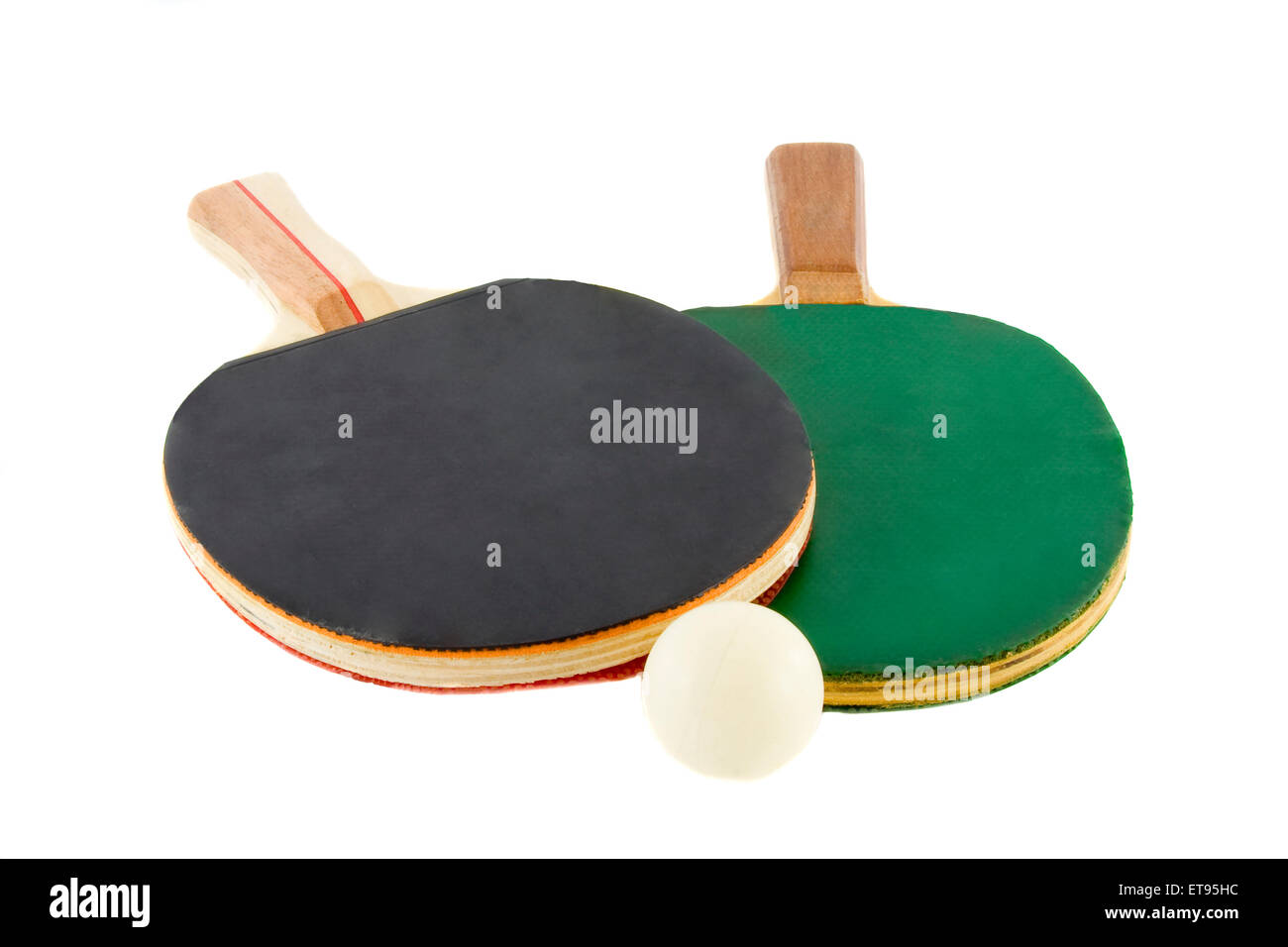 Two table tennis racket and ball isolated on white background Stock ...