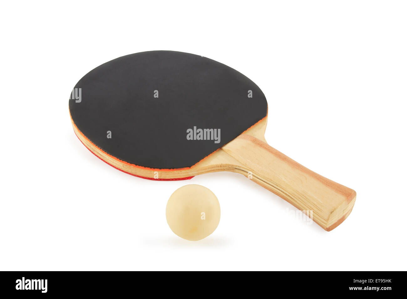 Table tennis racket and ball on a white background Stock Photo - Alamy