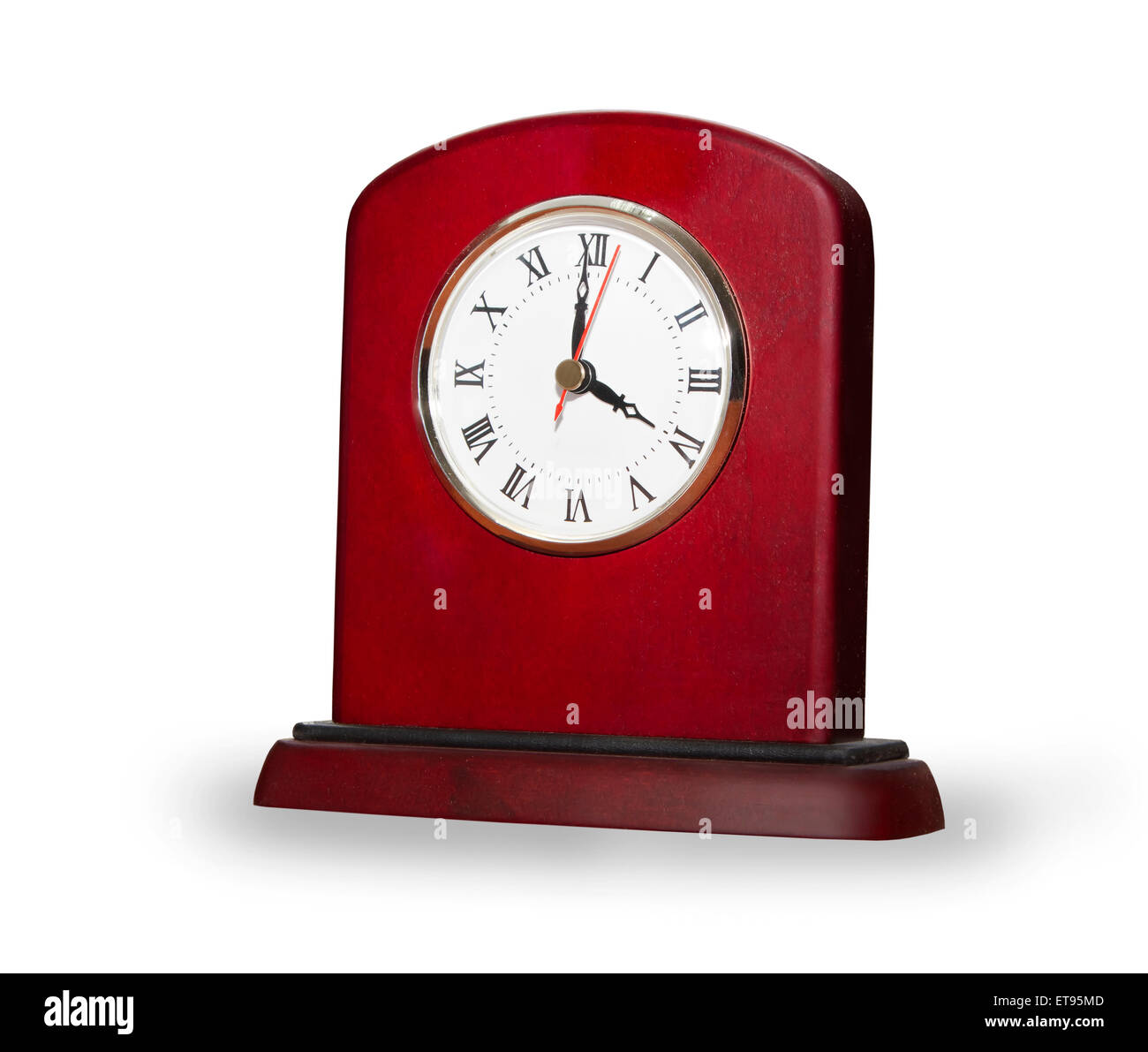 Elegant clock from red wooden isolated over white Stock Photo - Alamy