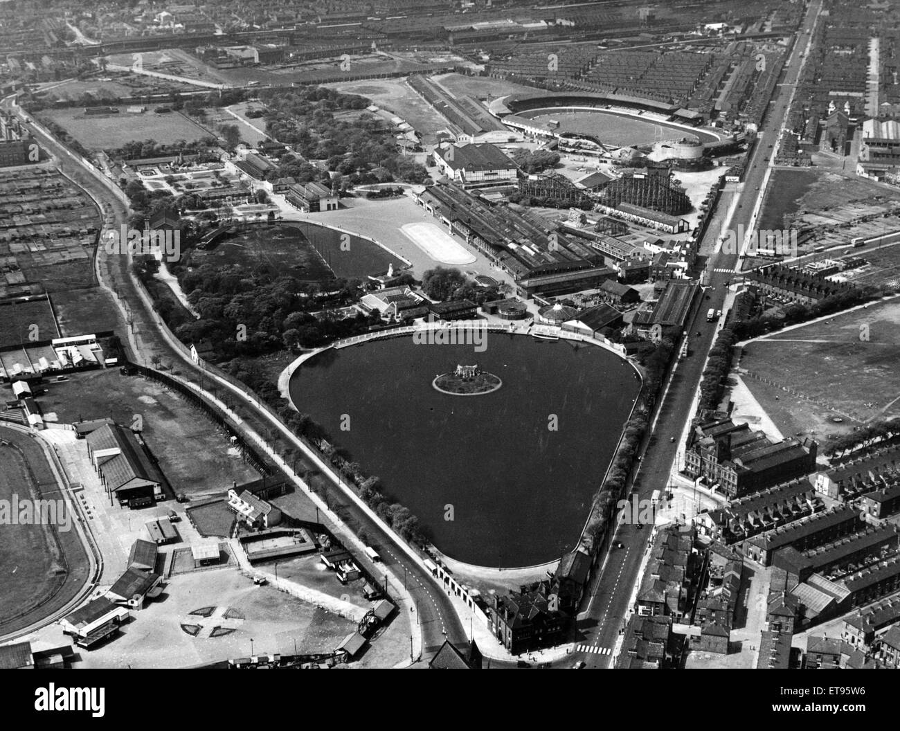 Aerial view of Belle Vue in the Gorton area of Manchester. August 1957 ...