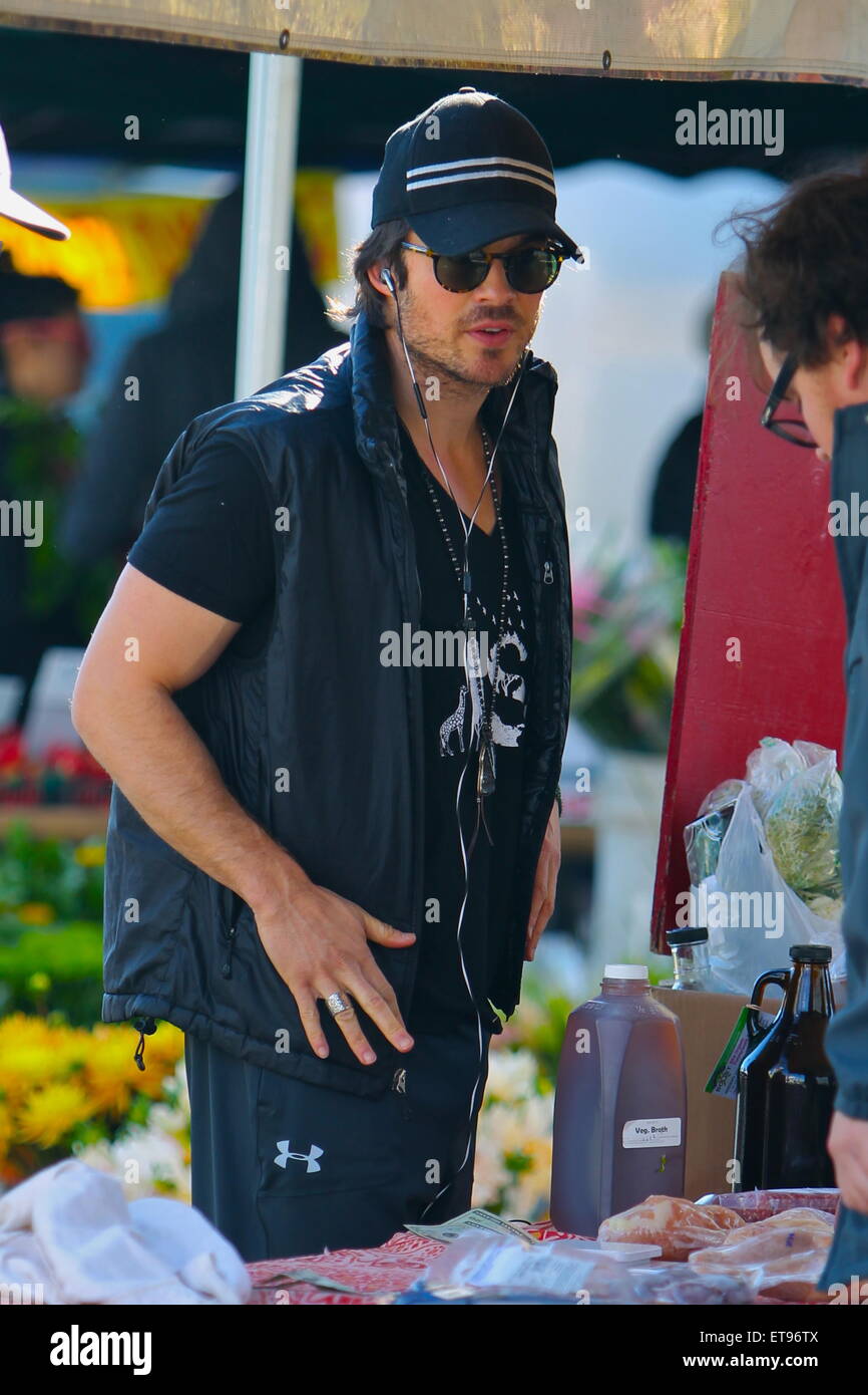 Ian Somerhalder shops for fresh produce at the Studio City Farmers ...