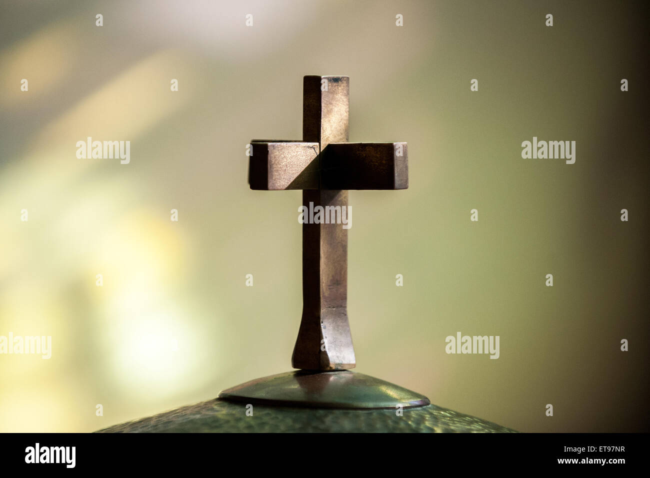 Oldenburg, Germany, cross on a baptismal font Stock Photo - Alamy