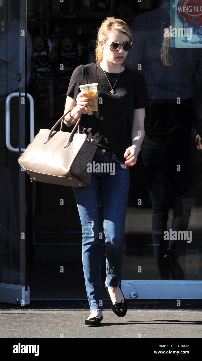Actress Emma Roberts looking casual as she grabs a quick breakfast at ...