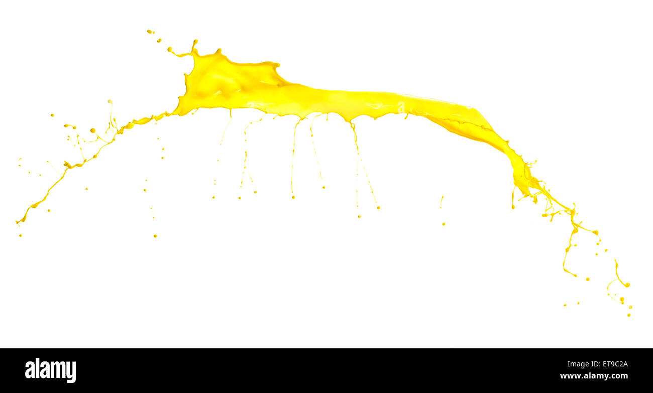 splendid yellow paint splash isolated on white background Stock Photo ...