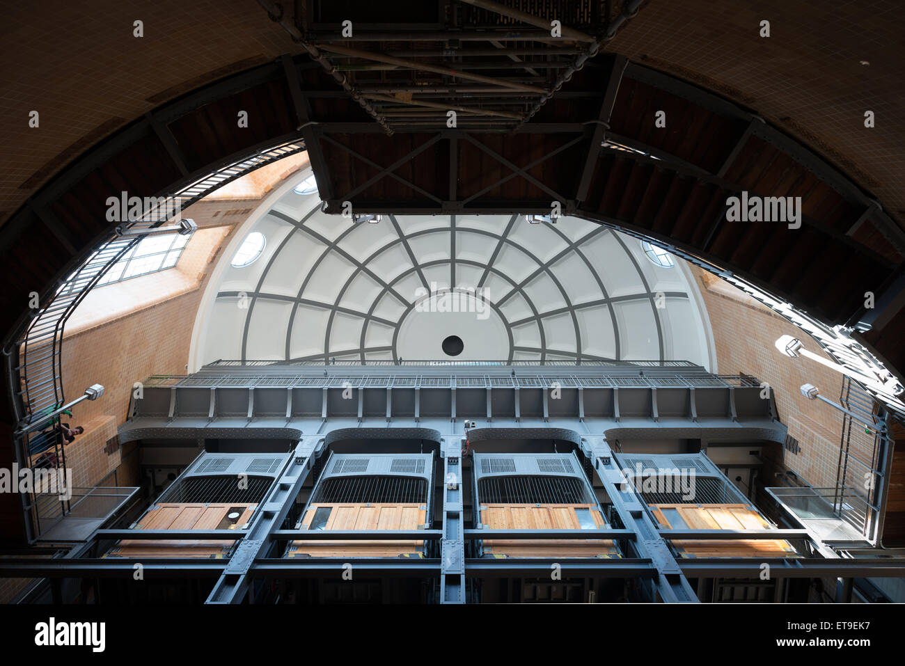 Hamburg, Germany, elevators to traffic in the Elbe Tunnel Stock Photo ...
