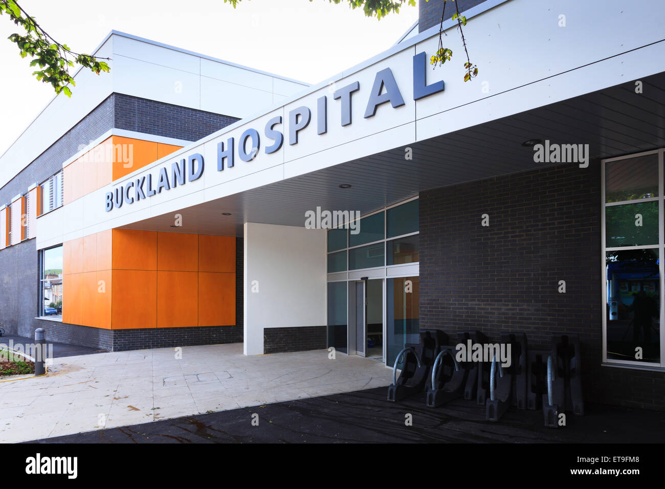 Exterior of main entrance to Buckland Hospital without people Stock ...