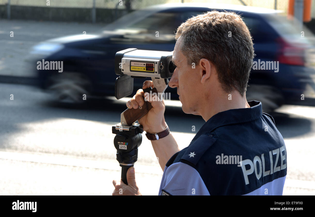Berlin, Germany, a policeman at the speed control Stock Photo - Alamy