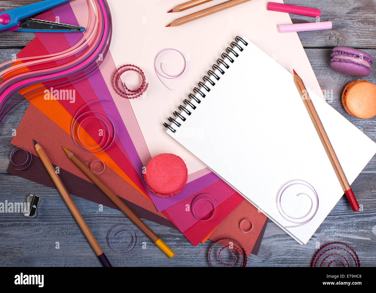 Blank notebook drawing tools hi-res stock photography and images - Alamy