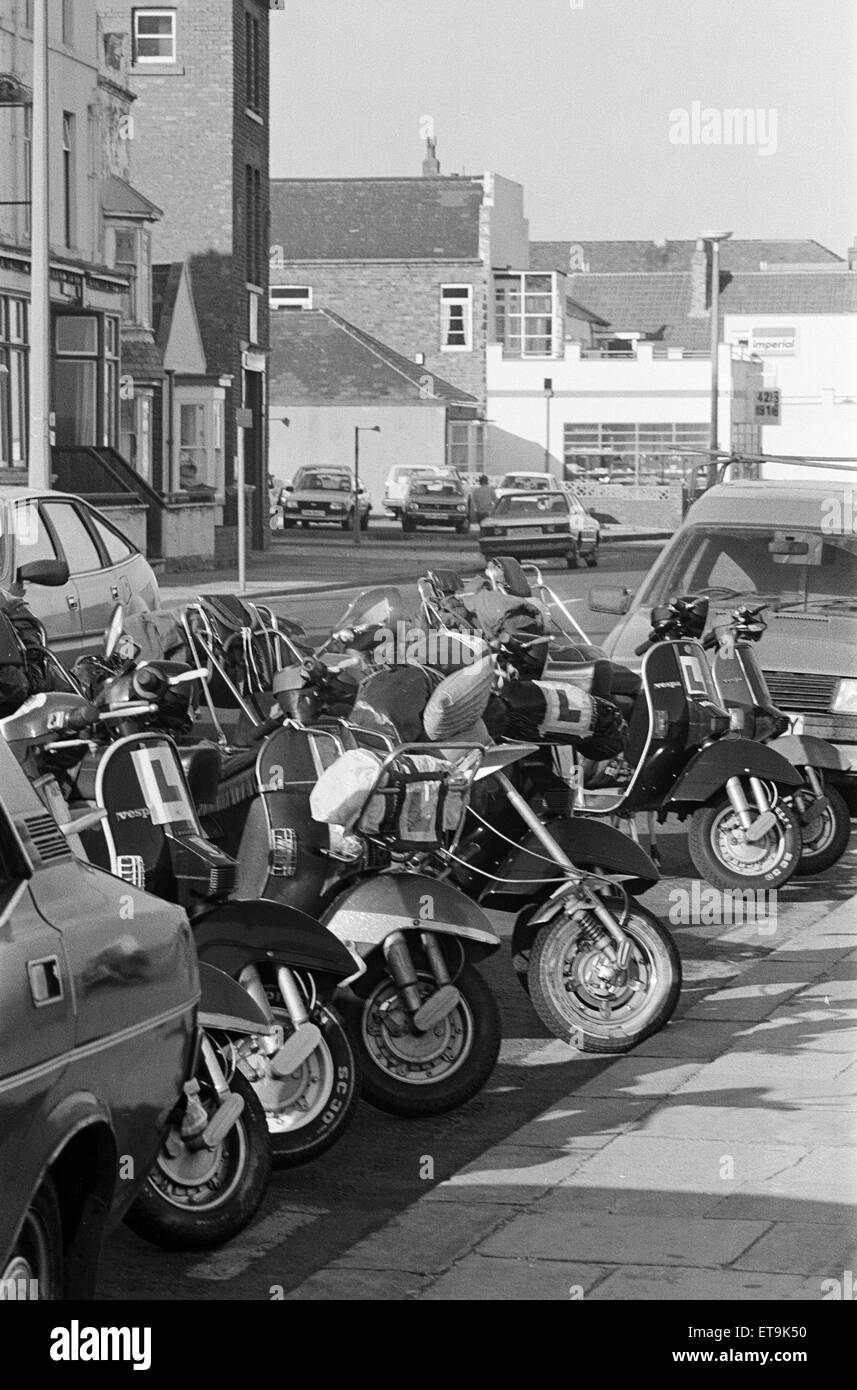 MODs in Redcar, Middlesbrough, 4th October 1985 Stock Photo - Alamy
