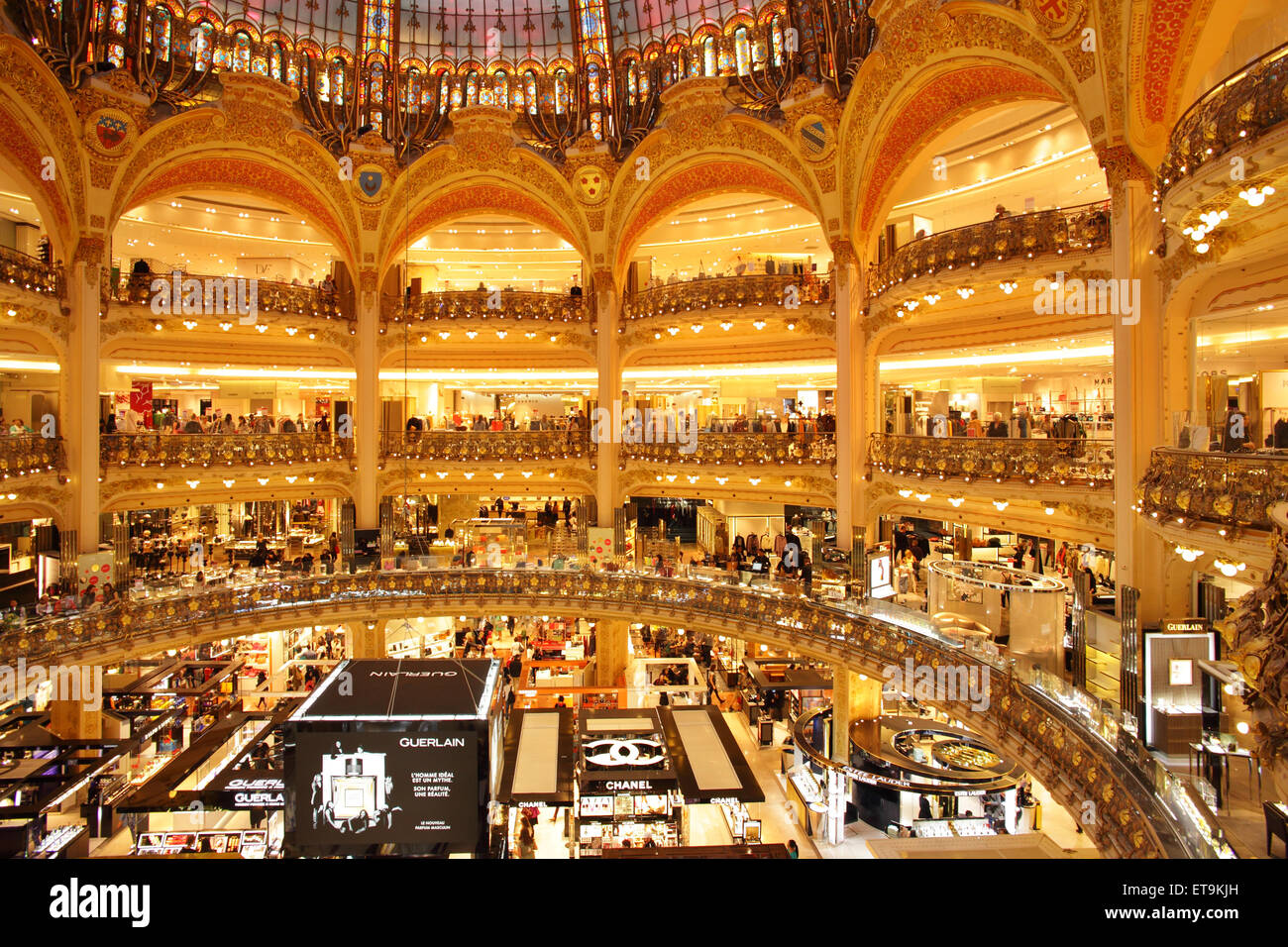 Paris, France, Interior of the Galeries Lafayette department store in ...