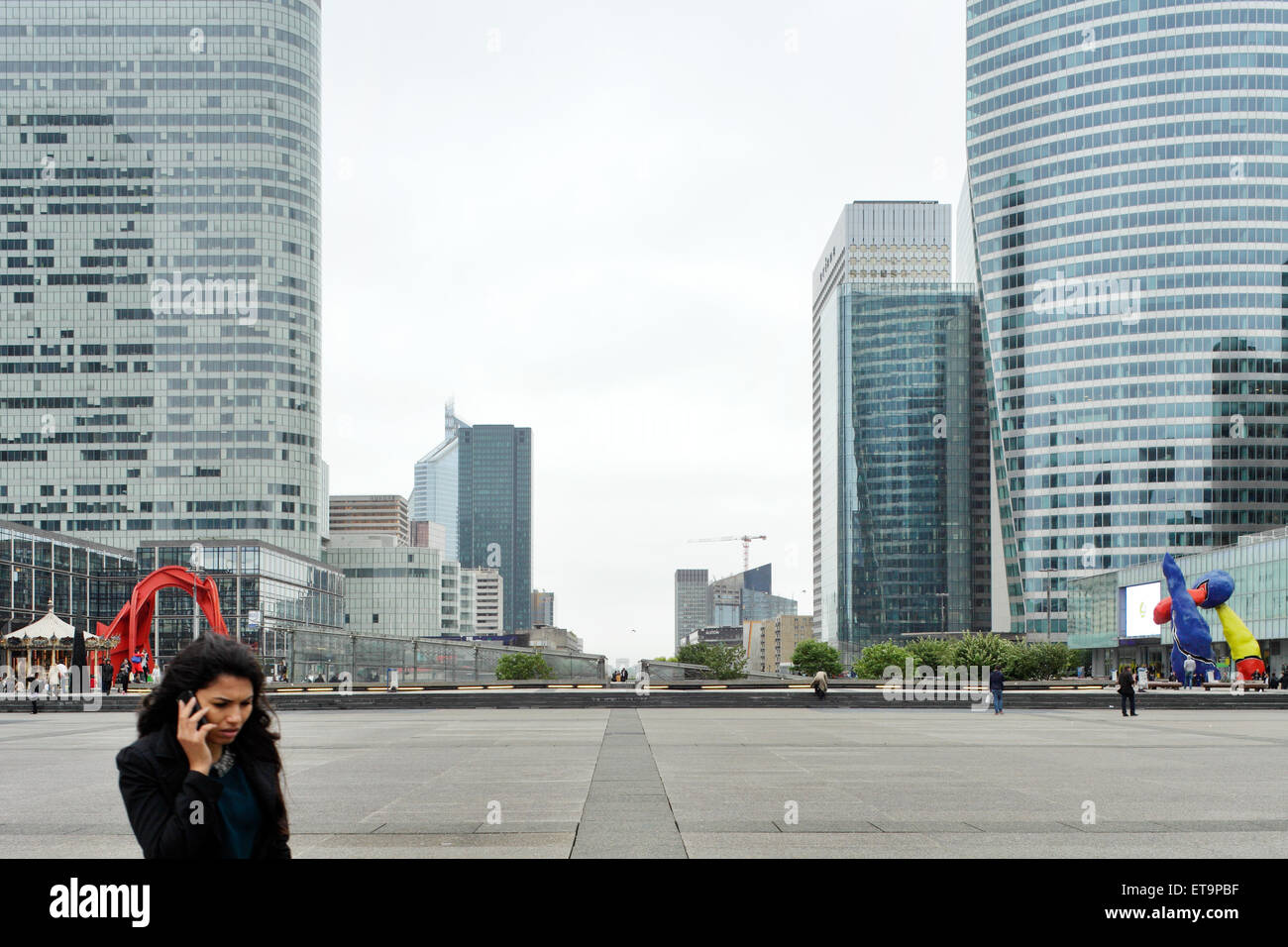 Puteaux, France, view from the Place de la Defense on the Voie des ...