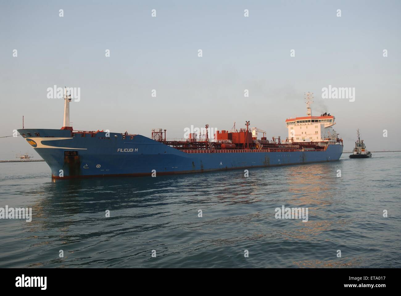 Marina di Ravenna (Italy), oil tanker ship entering in harbor Stock ...