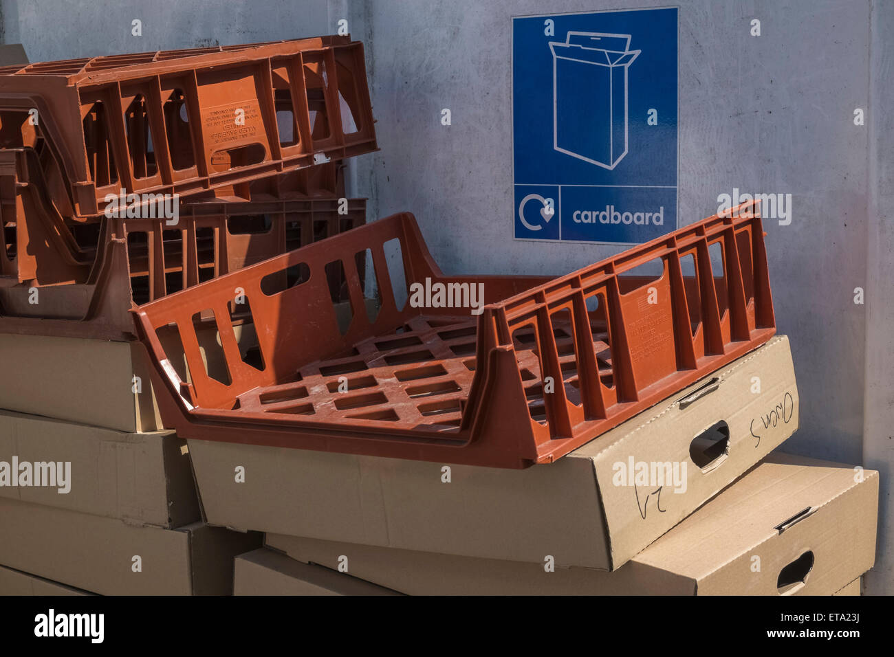 Cardboard storage point for market traders Stock Photo - Alamy