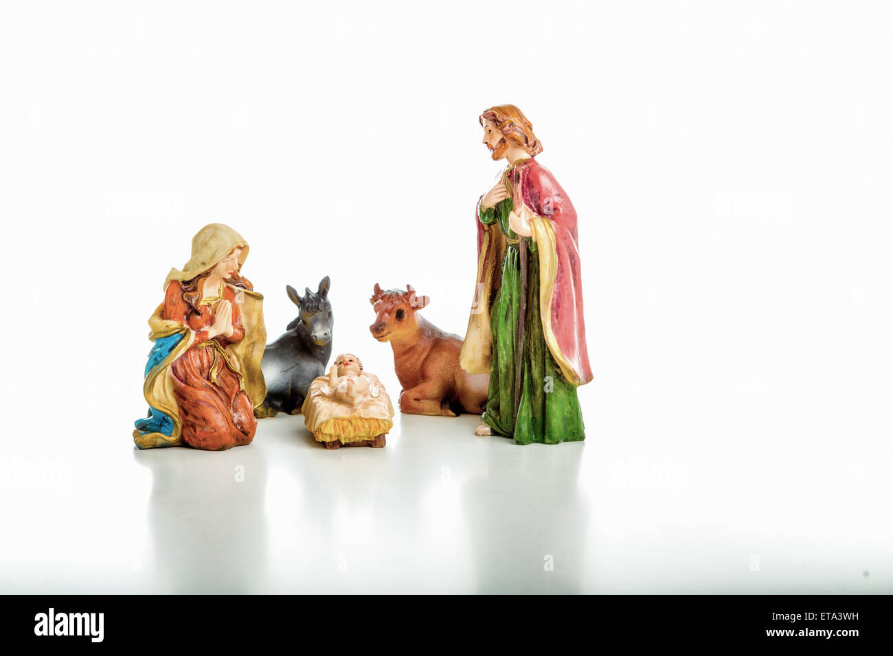 A simple Christmas Crib where the little statues represent the Holy ...