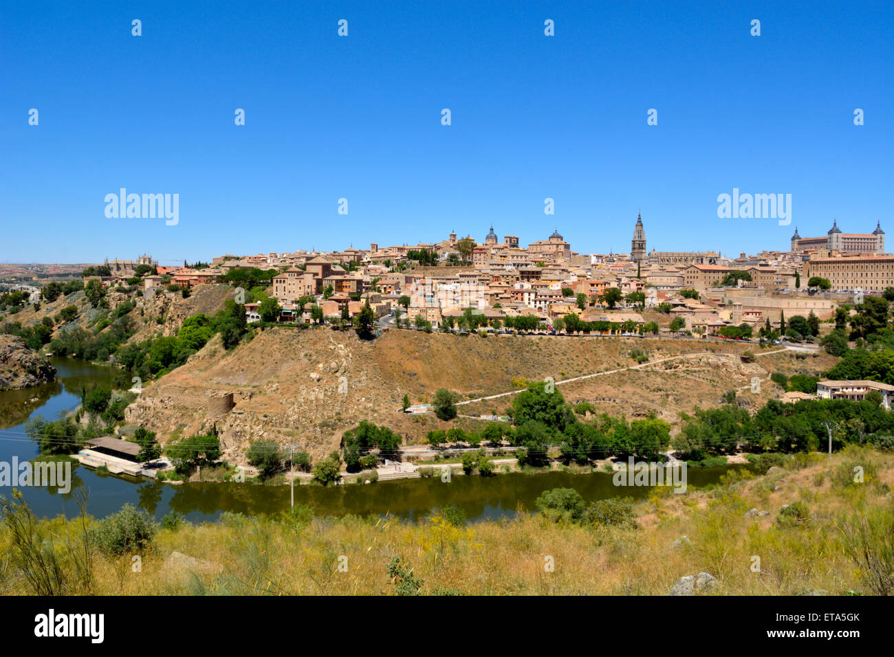 Overlooking Toledo with the river Tagus, Spain Stock Photo - Alamy