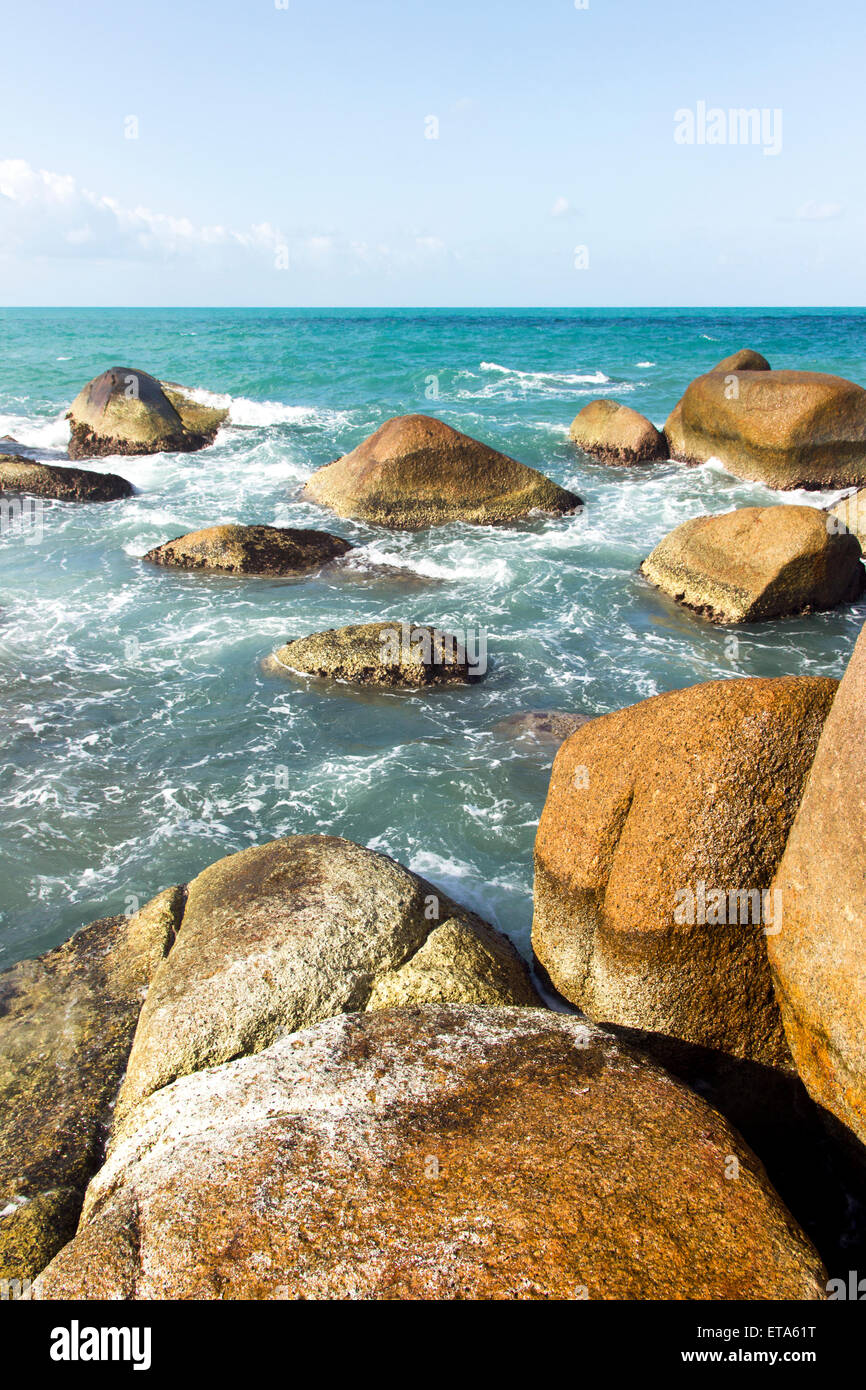 ocean waves, rocks and white water foam. summer nature view Stock Photo ...