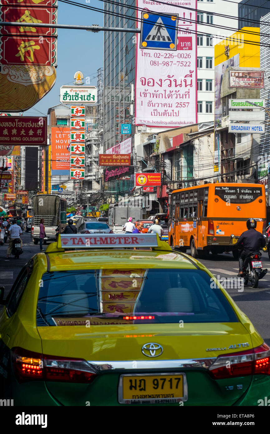 Asia. Thailand, Bangkok. Traffic. Taxi. Chinatown Stock Photo - Alamy
