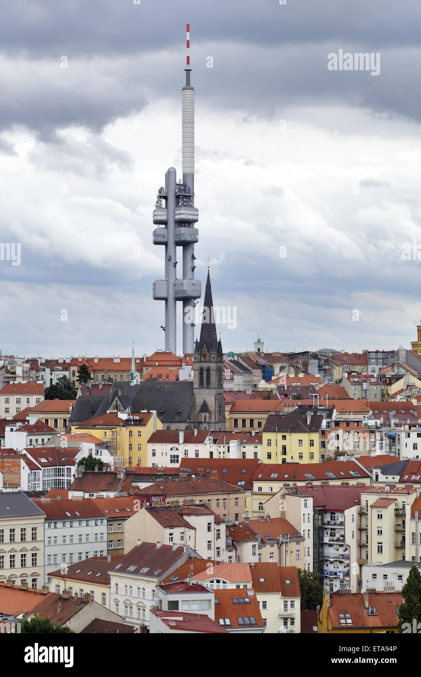 Prague, Czech Republic, view over the district Zizkov Stock Photo - Alamy