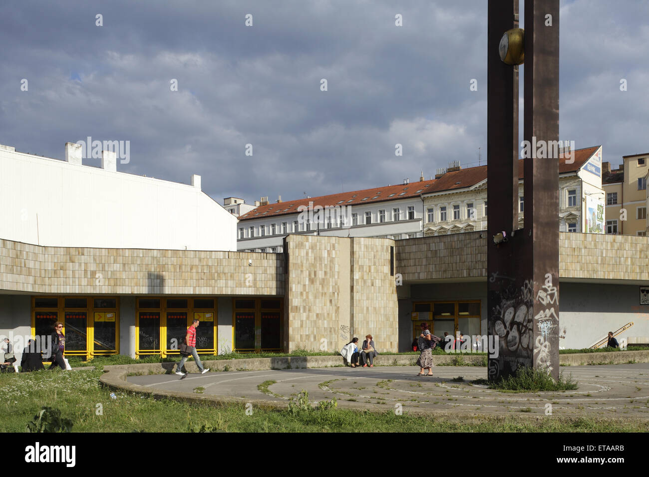 Prague, Czech Republic, run-down place with a floor at the bus station ...
