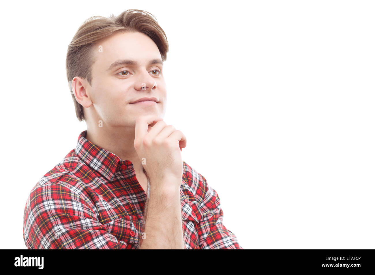 Reflective guy involved in thinking Stock Photo - Alamy