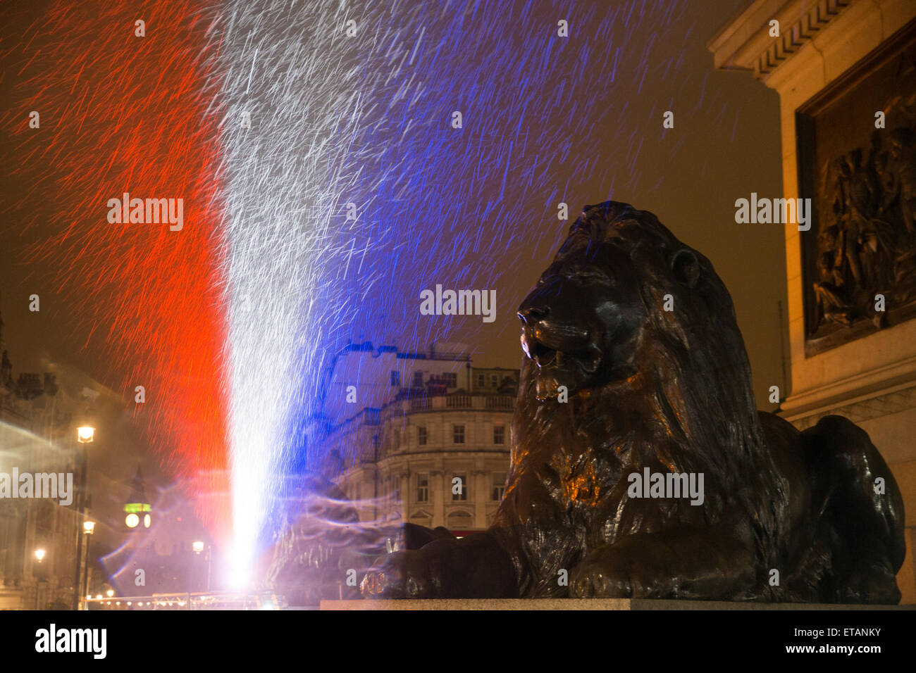 The National Gallery is illuminated with the Tricolor (French flag) in ...
