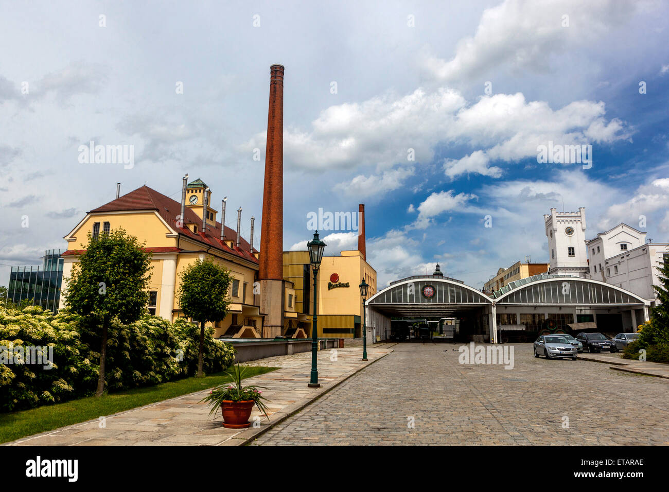 Pilsner Urquell brewery, courtyard Plzen Czech Republic Stock Photo - Alamy