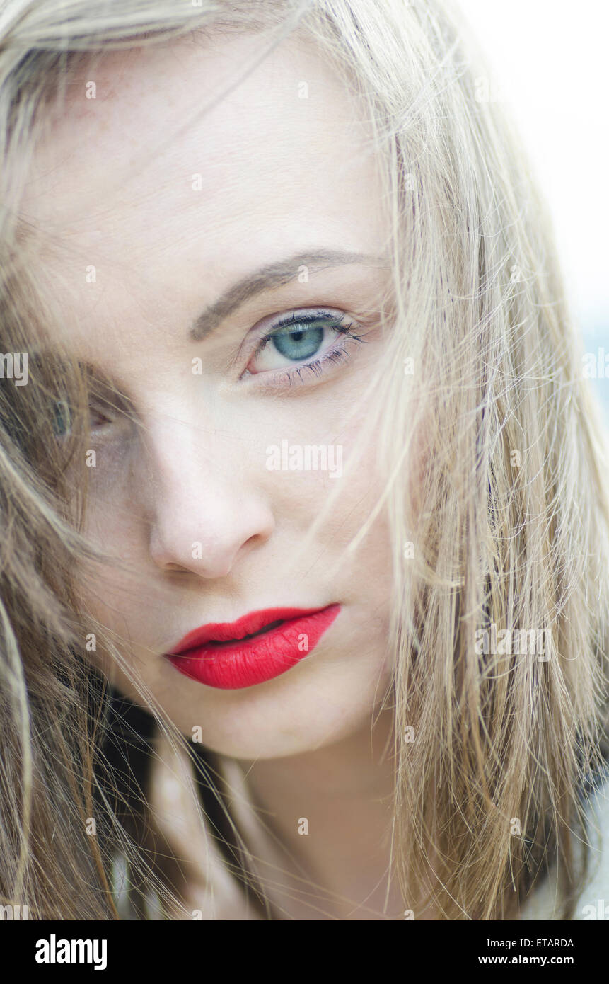 young woman hair covering face Stock Photo - Alamy