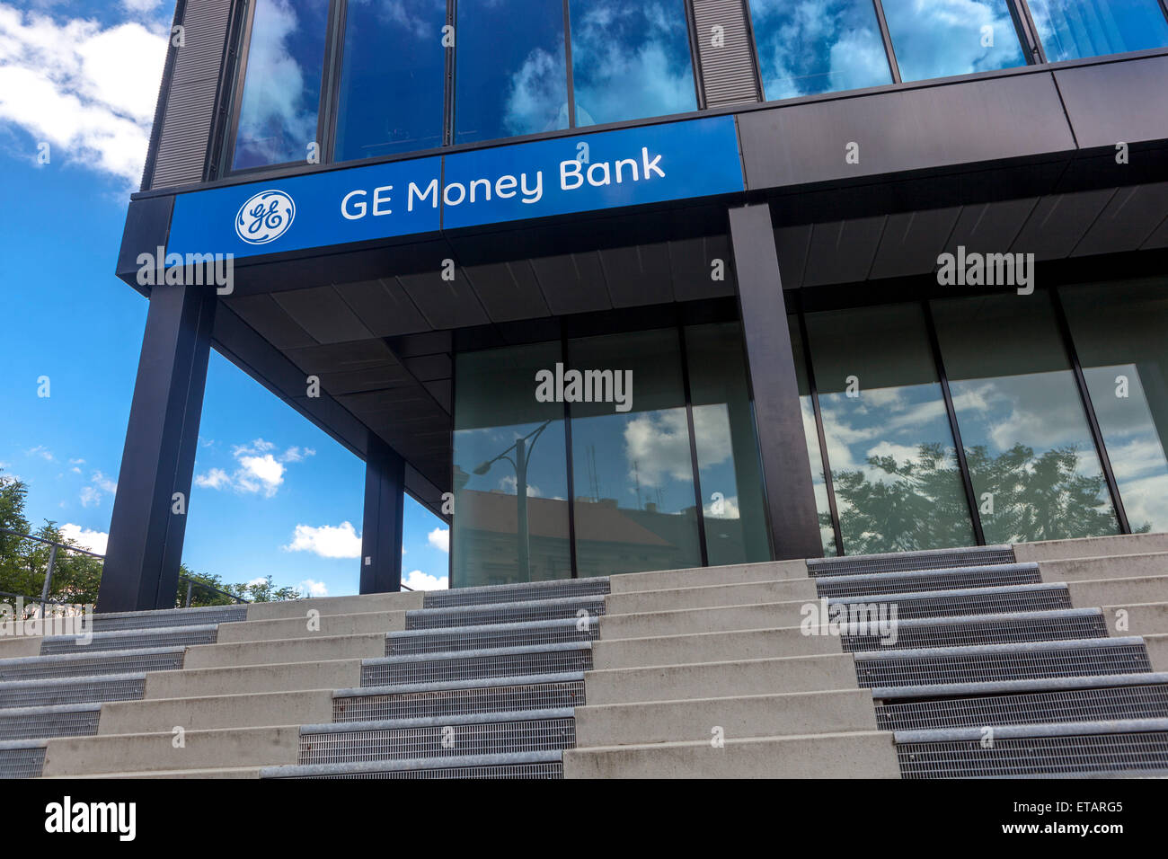 GE Money Bank sign brand, Pilsen Czech Stock Photo - Alamy