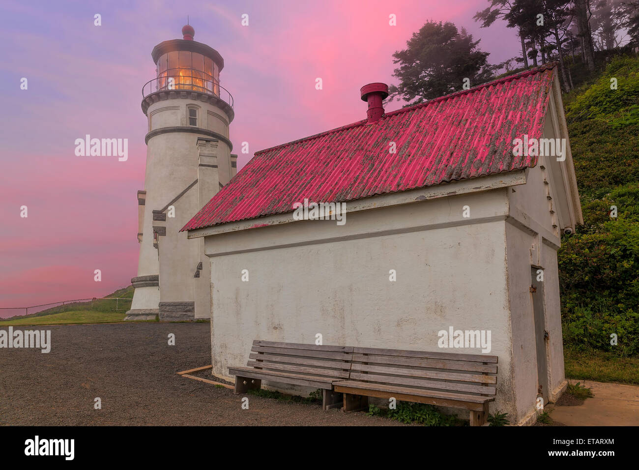 Heceta Head Lighthouse at Oregon Coast during Sunset Stock Photo - Alamy