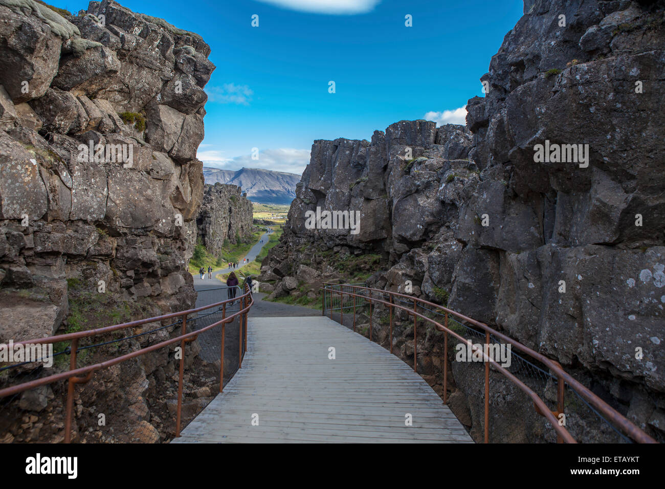 Almannagja plate, Thingvellir National Park, near Reykjavik in Iceland ...