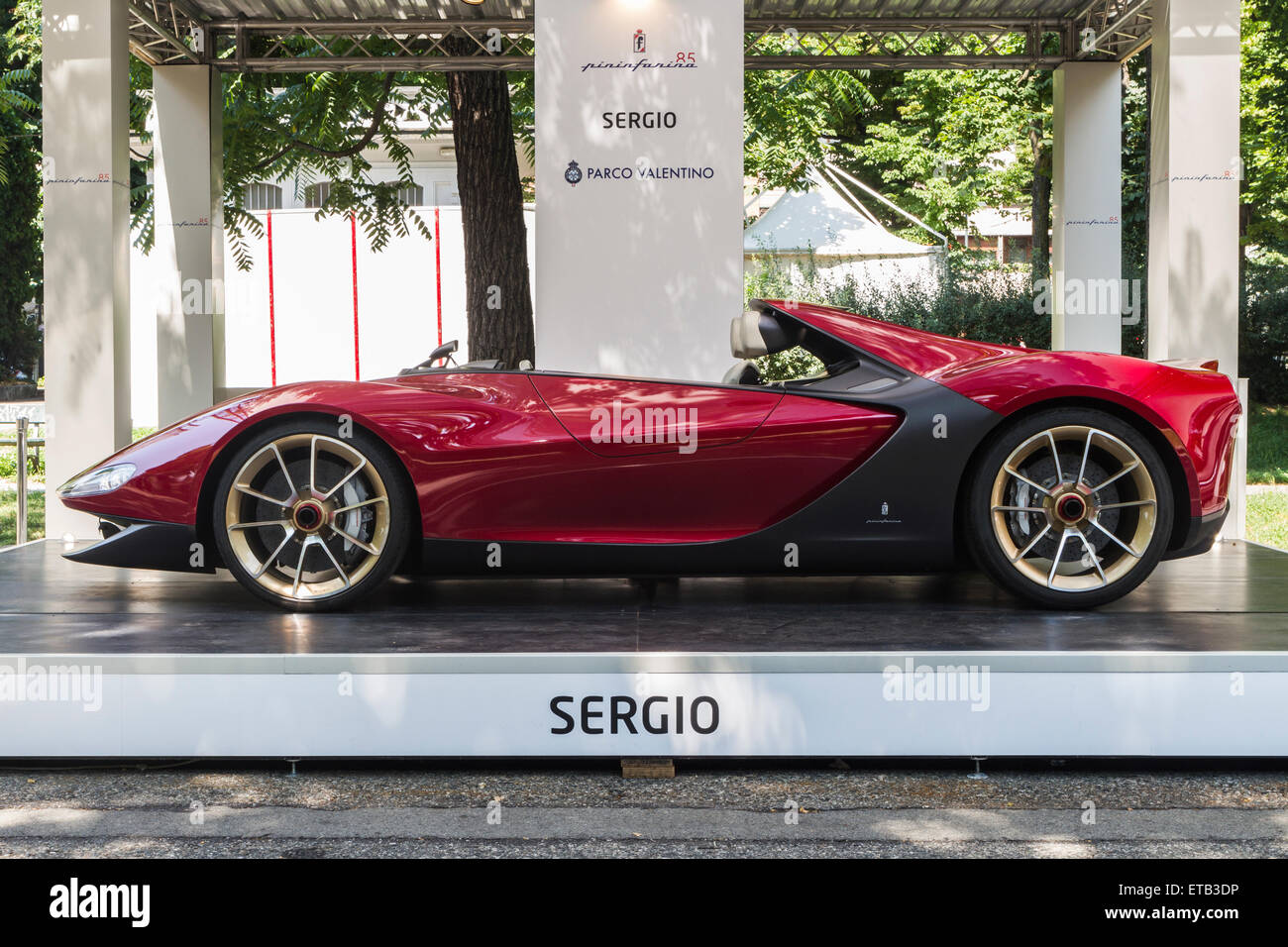 Turin, Italy, 11th June 2015. Side view of prototype car Ferrari Sergio ...