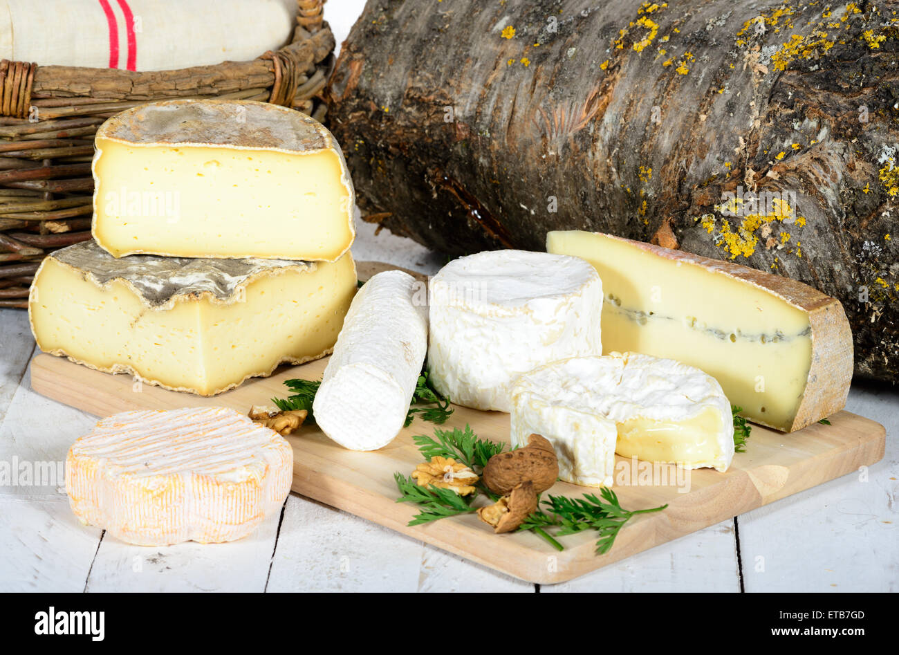 different French cheeses on a plate Stock Photo - Alamy