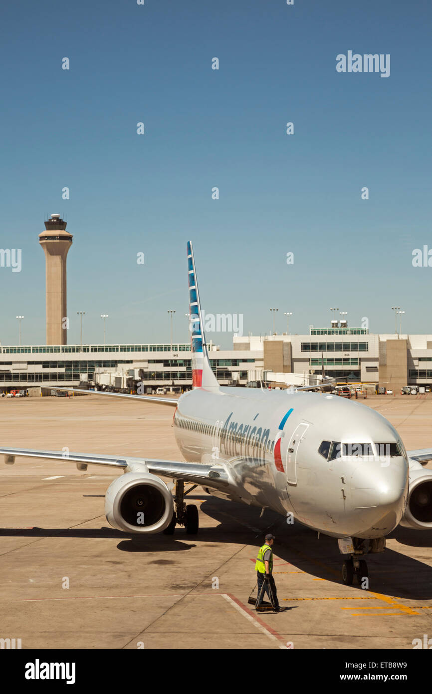 Denver, Colorado - An American Airlines jet on the tarmac at Denver ...