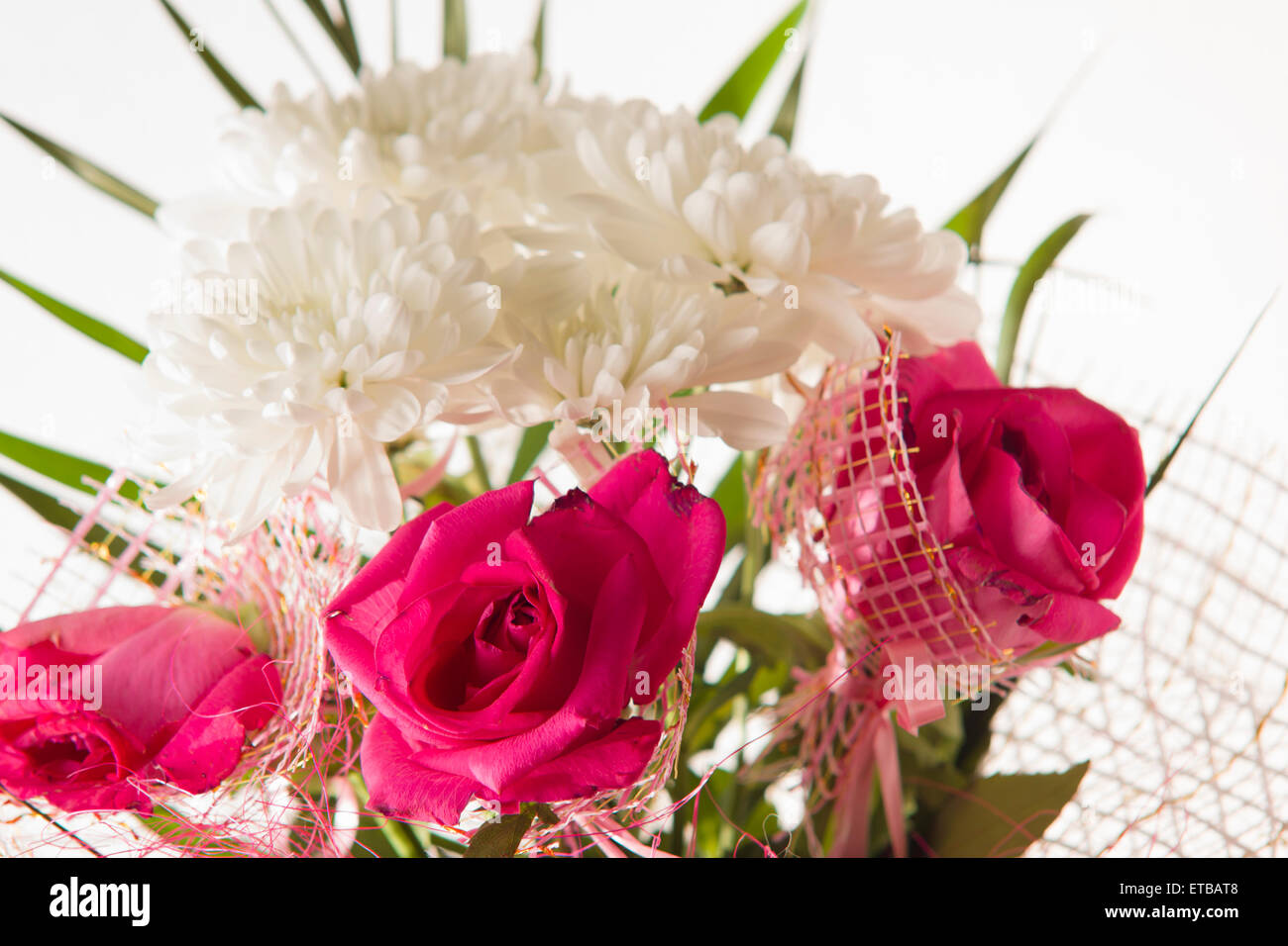 bouquet of beautiful bright flowers on a white background Stock Photo ...