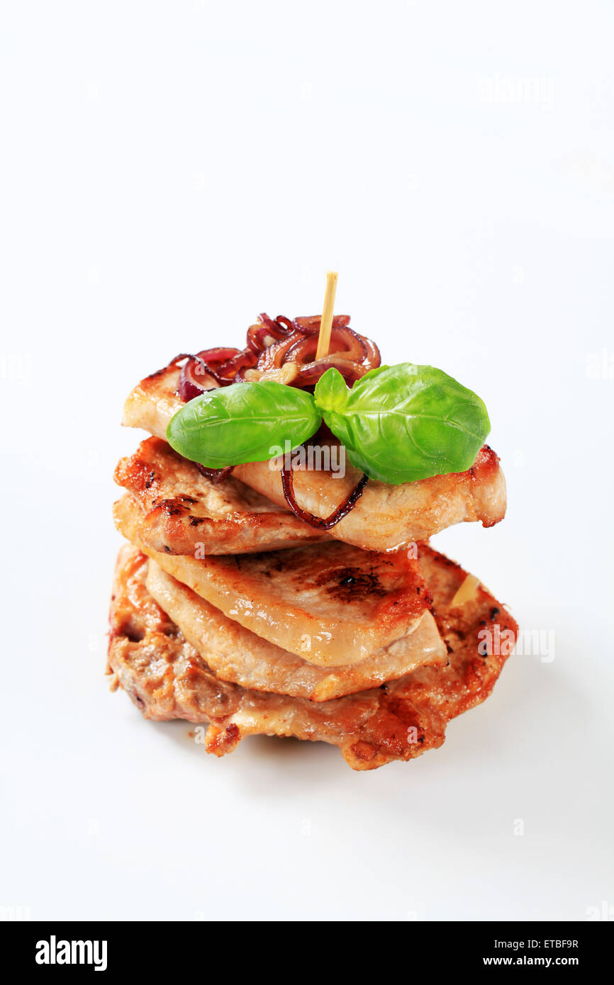 Stack of pan fried pork cutlets Stock Photo - Alamy