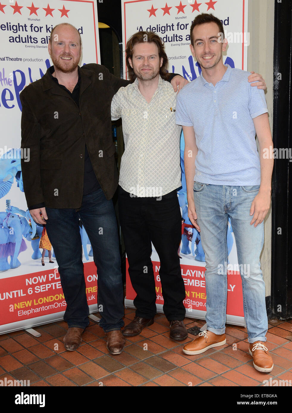 London UK. Finn Caldwell, Ross Collins and Toby Olie at the opening of ...
