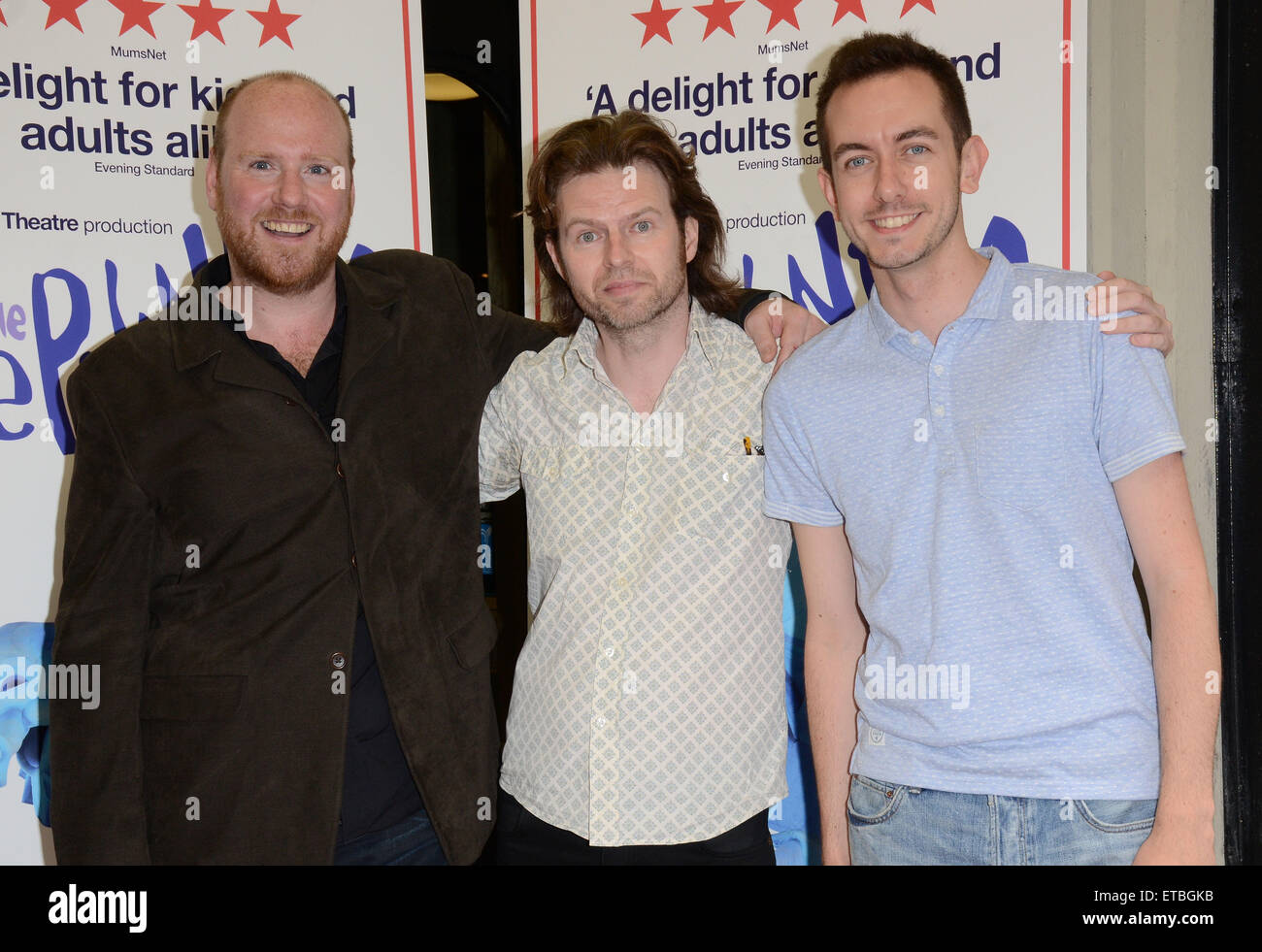 London UK. Finn Caldwell, Ross Collins and Toby Olie at the opening of ...